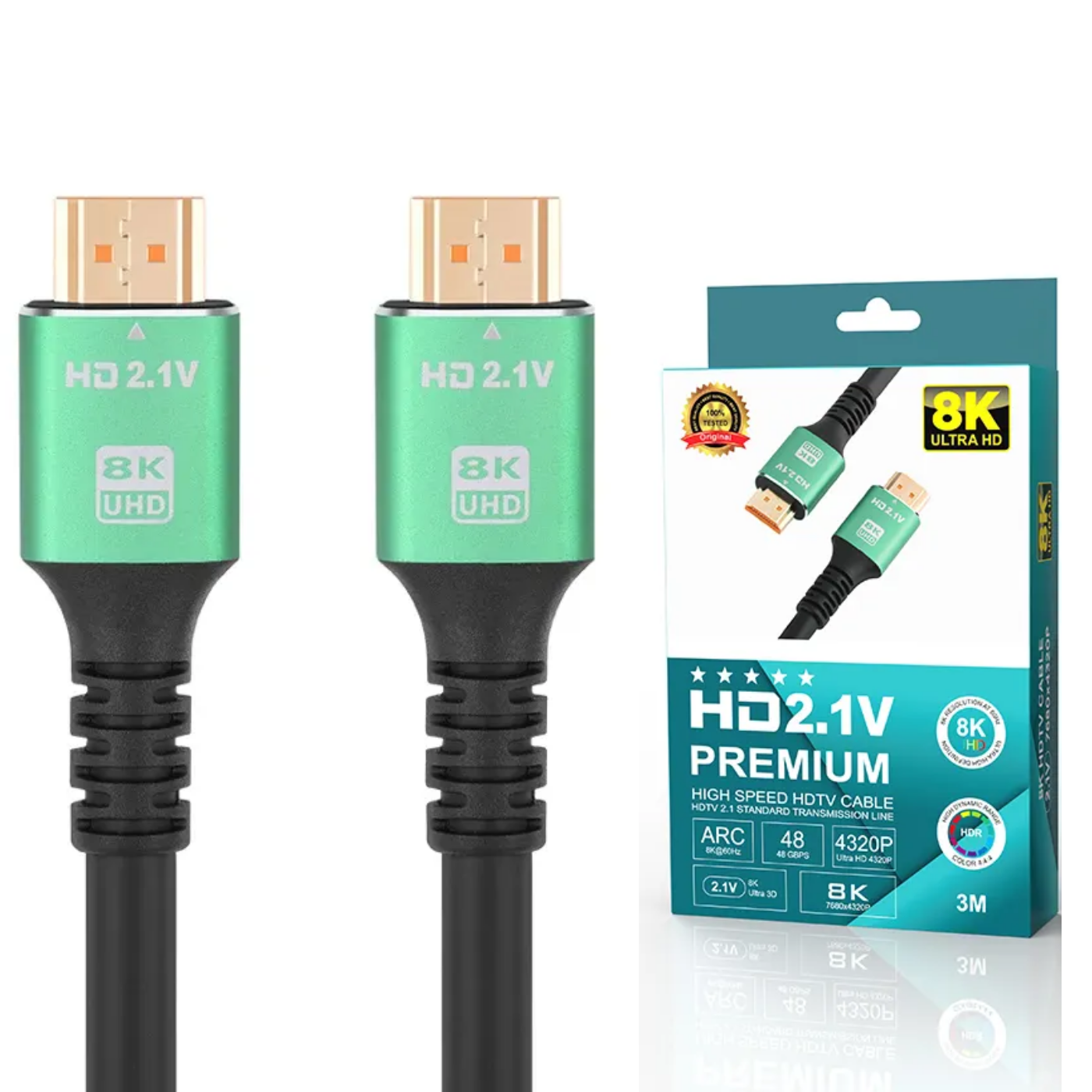 Cable HDMI 8K V2.1 – HDTV Premium 48Gbps sep%% Cyan