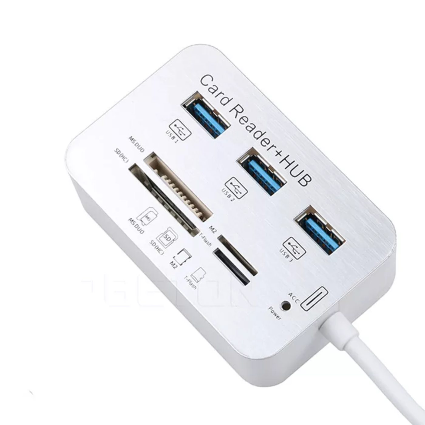 Hub Tipo C a USB 3.0(x3)+M2+SD+TF+MS Duo – 7en1 sep%% Cyan