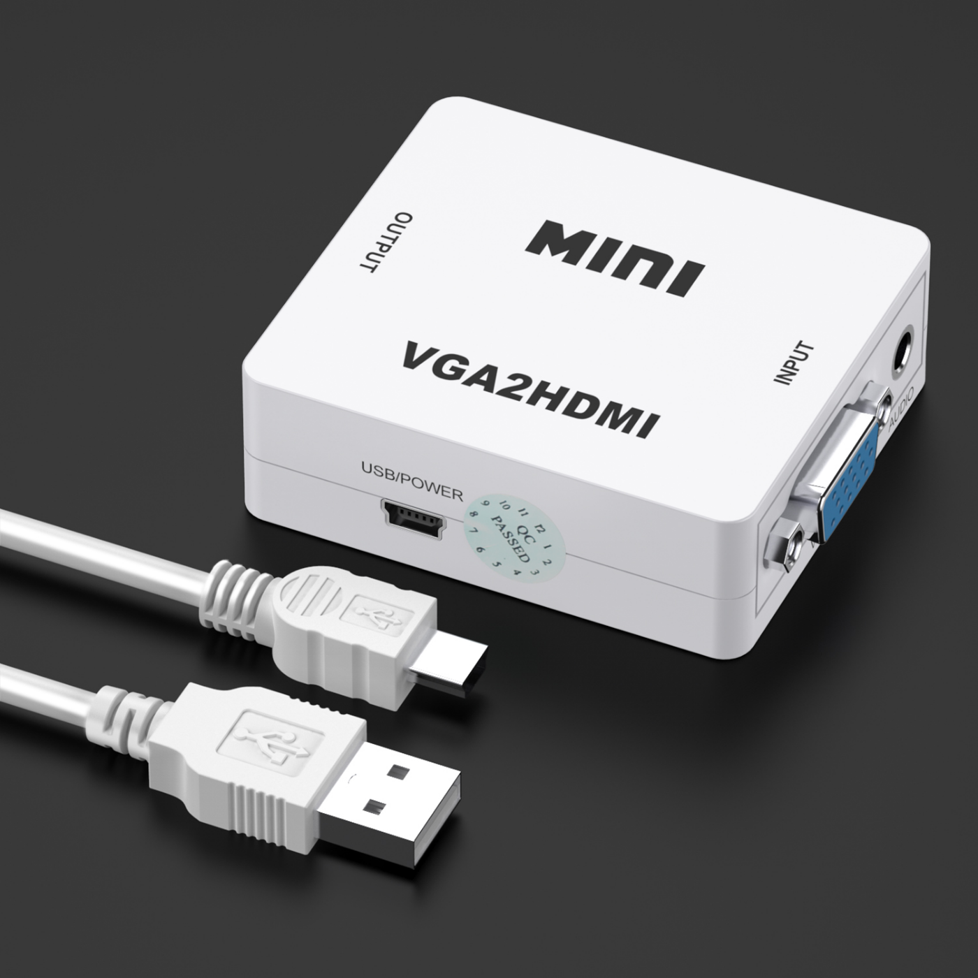 Convertidor VGA2HDMI – VGA a HDMI con Audio 1080p sep%% Cyan